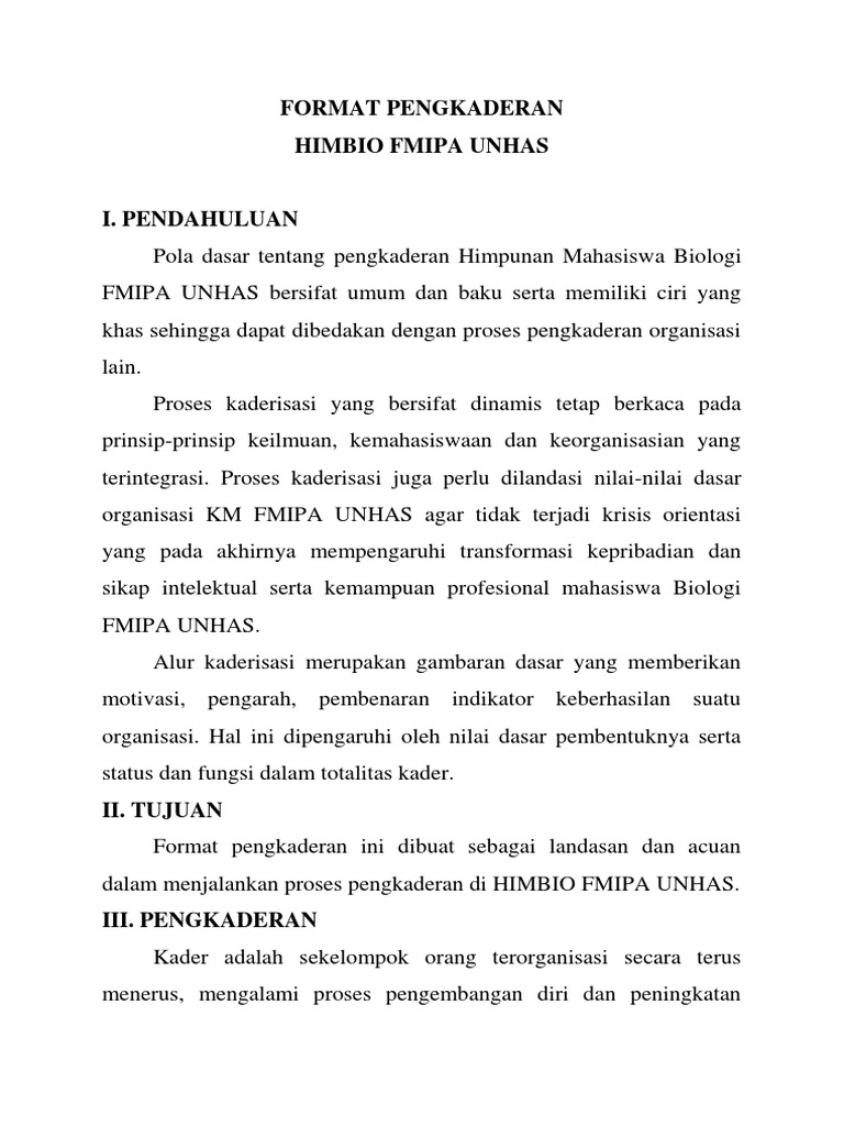 Format Pengkaderan | PDF