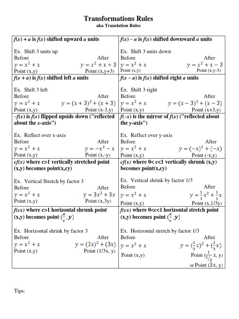 Transformation Rules Pdf Cartesian Coordinate System Mathematical