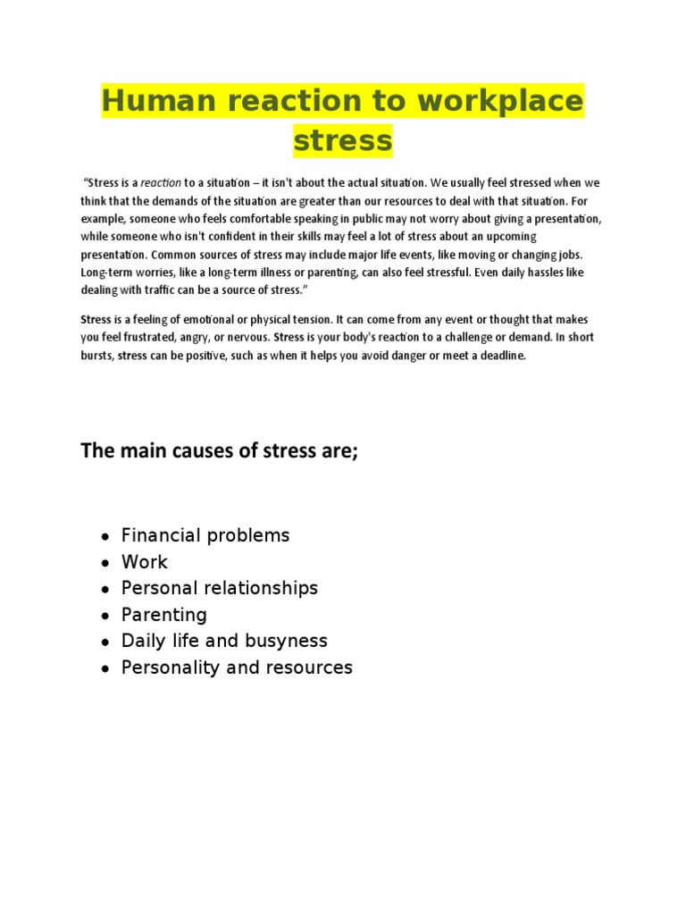 Understanding Workplace Stress Factors | PDF | Stress (Biology ...