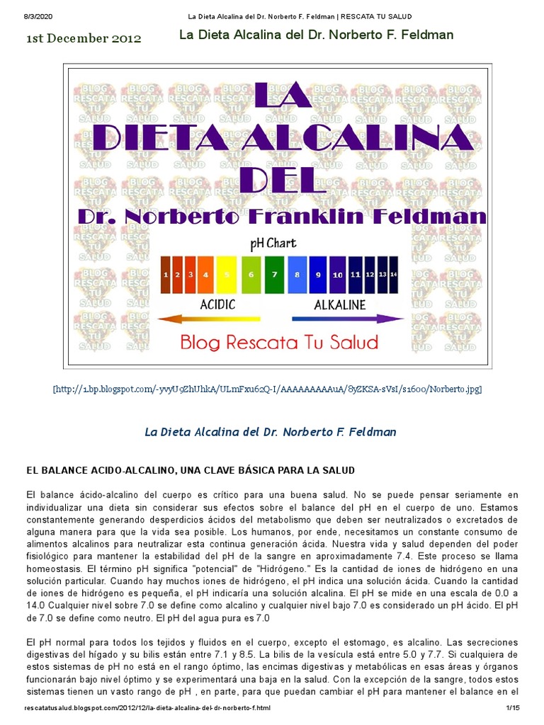 La Dieta Alcalina Del Dr. Norberto F. Feldman - RESCATA TU SALUD | PDF ...