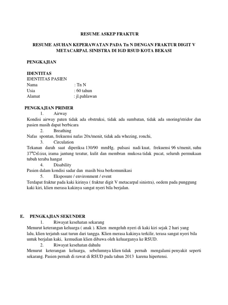 Resume Askep Fraktur | PDF