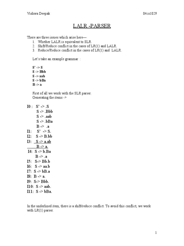 Lalr - Parser: S' - S S - BBB S - Aab S - Bba B - A | Download Free PDF | String (Computer ...