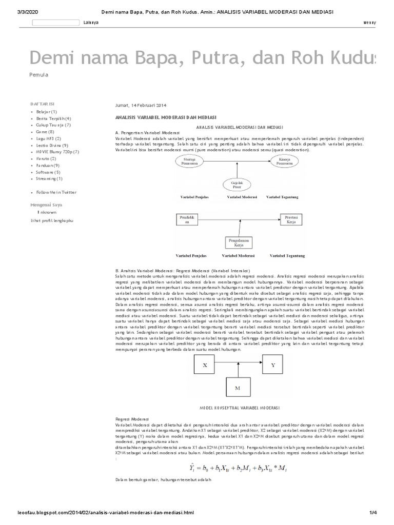 Analisis Variabel Moderasi Dan Mediasi | PDF