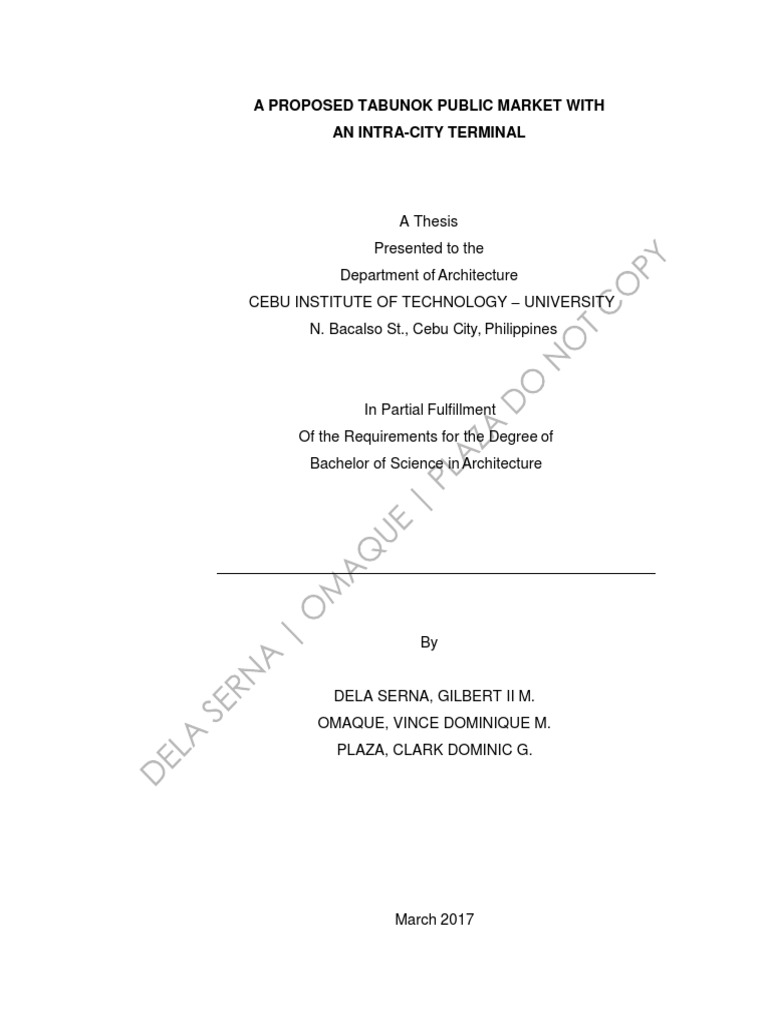 A Proposed Tabunok Public Market With An Intra-City Terminal PDF | PDF ...