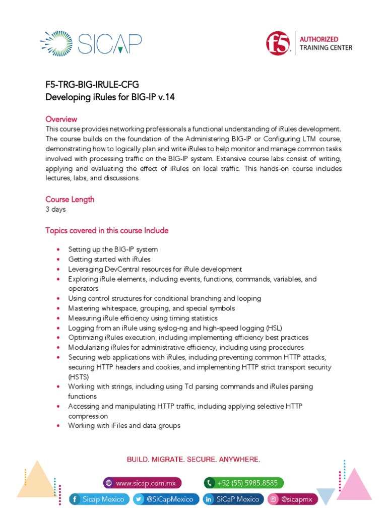 Sicap Developing Irules For BIG-IP F5-TRG-BIG-IRULE-CFG | PDF | Hypertext Transfer Protocol ...