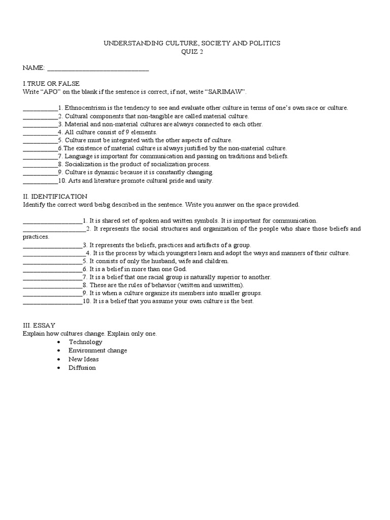 Ucsp Quiz 2 | PDF | Science & Mathematics