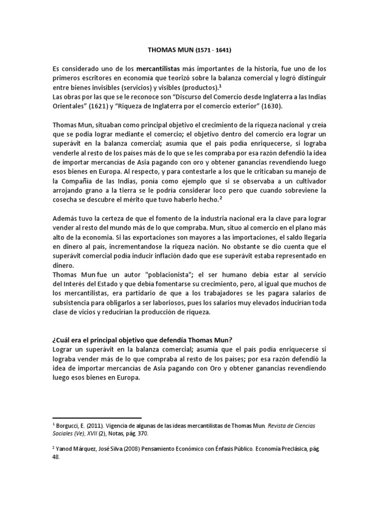 Thomas Mun | PDF | Mercantilismo | Comercio