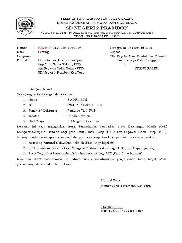 Surat Permohonan Nuptk | PDF