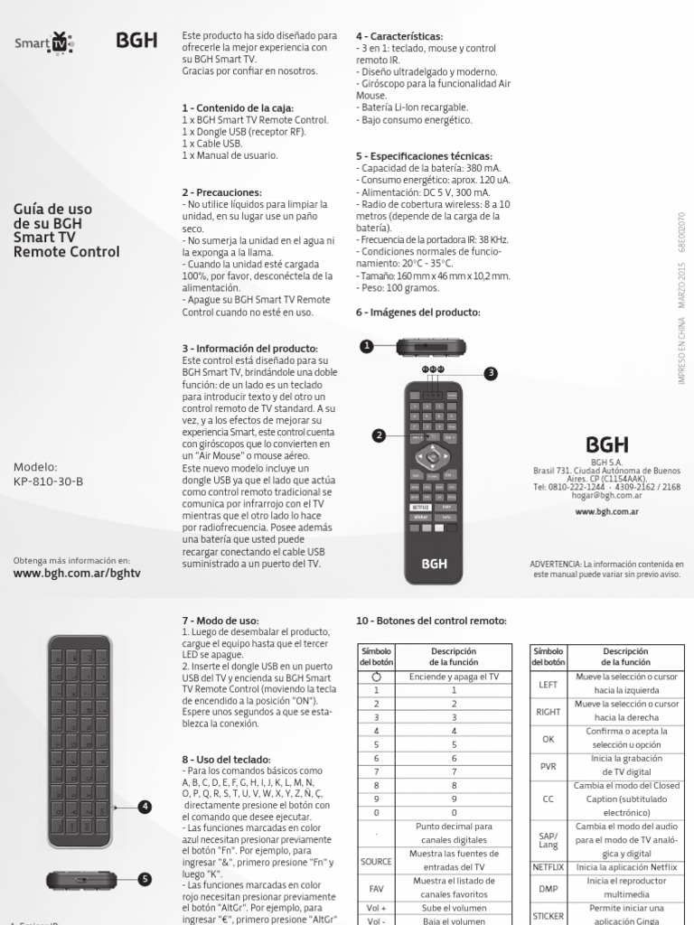 Manual BGH Smart Control 68E002070 | PDF | USB | Electrónica