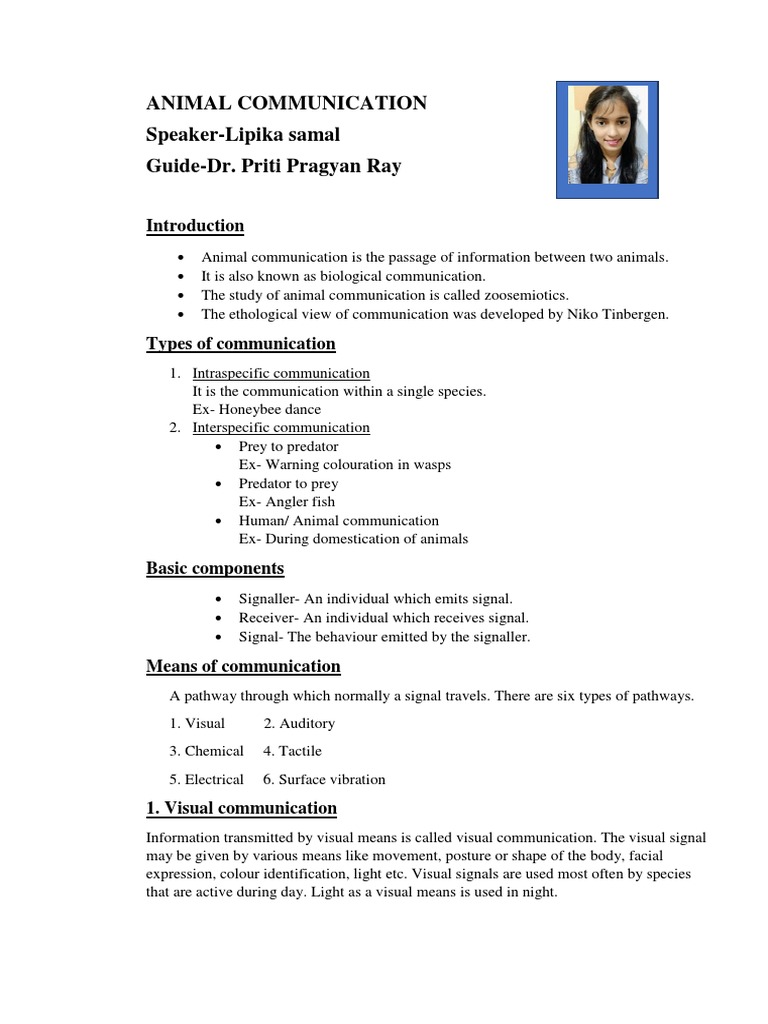 Animal Communication | PDF | Ethology | Behavioural Sciences