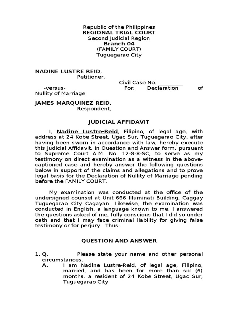 judicial-affidavit-nullity-of-marriage | Affidavit | Judiciaries