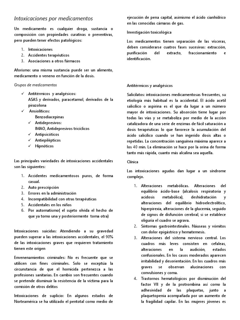 Intoxicaciones Por Farmacos | PDF | Medicamentos con receta ...