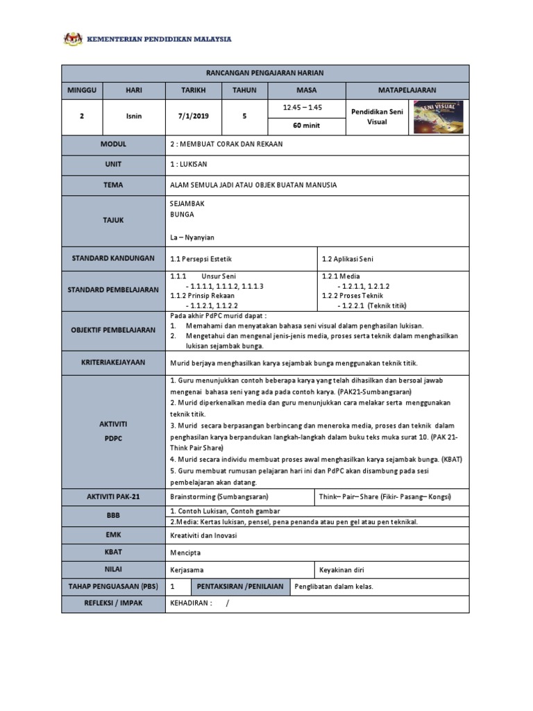 Contoh RPH Seni | PDF | Seni