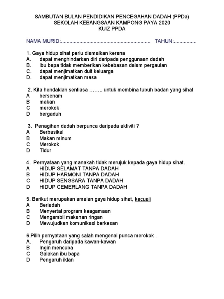 Kuiz Ppda 2020 | PDF