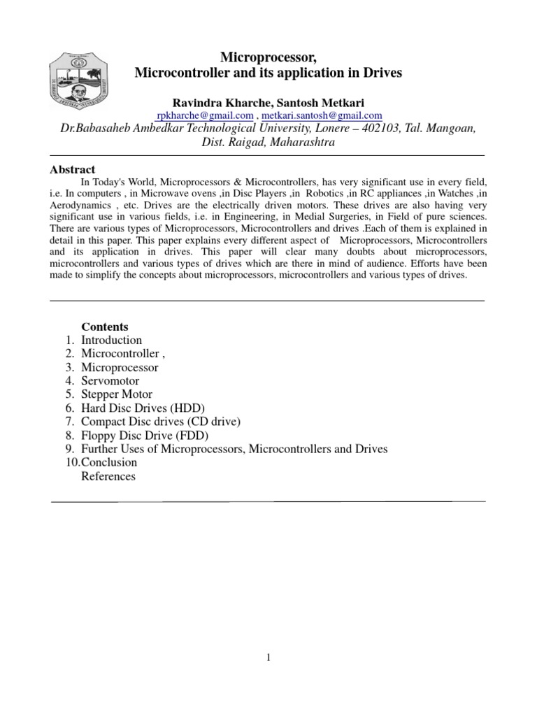 Microprocessor, Microcontroller and Its Application in Drives | PDF | Hard Disk Drive | Floppy Disk