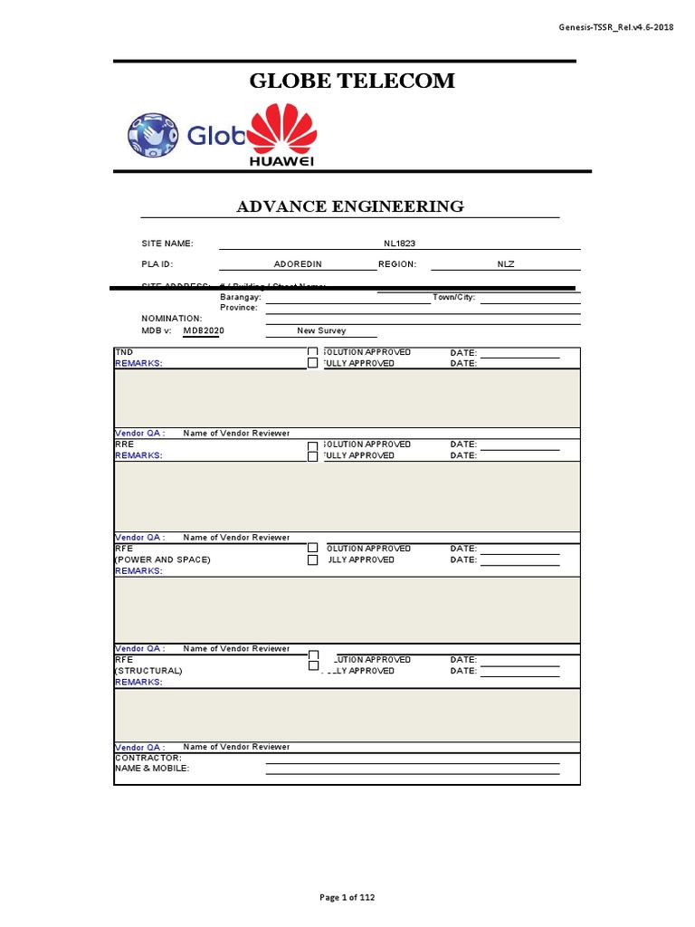 Advanced Engg TSSR Template-20200110v1 Template | PDF | Wireless ...