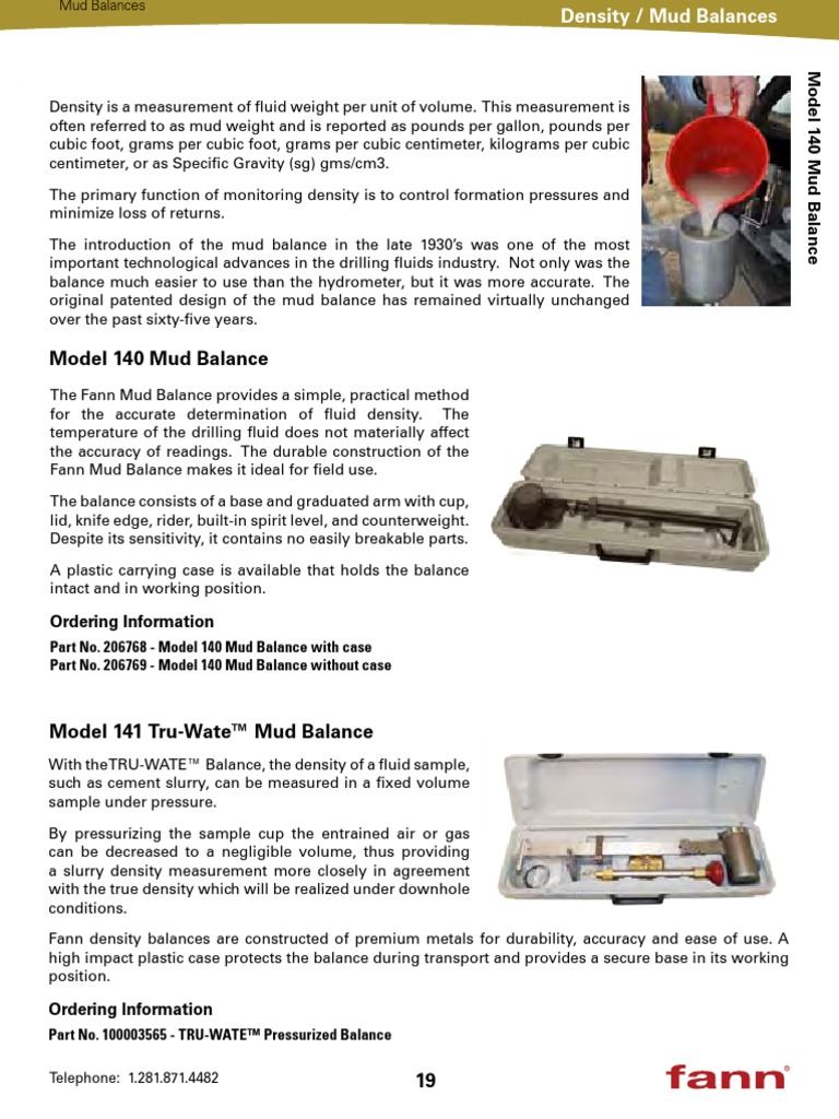 Mud Balance and Pressurized Mud Balance | PDF