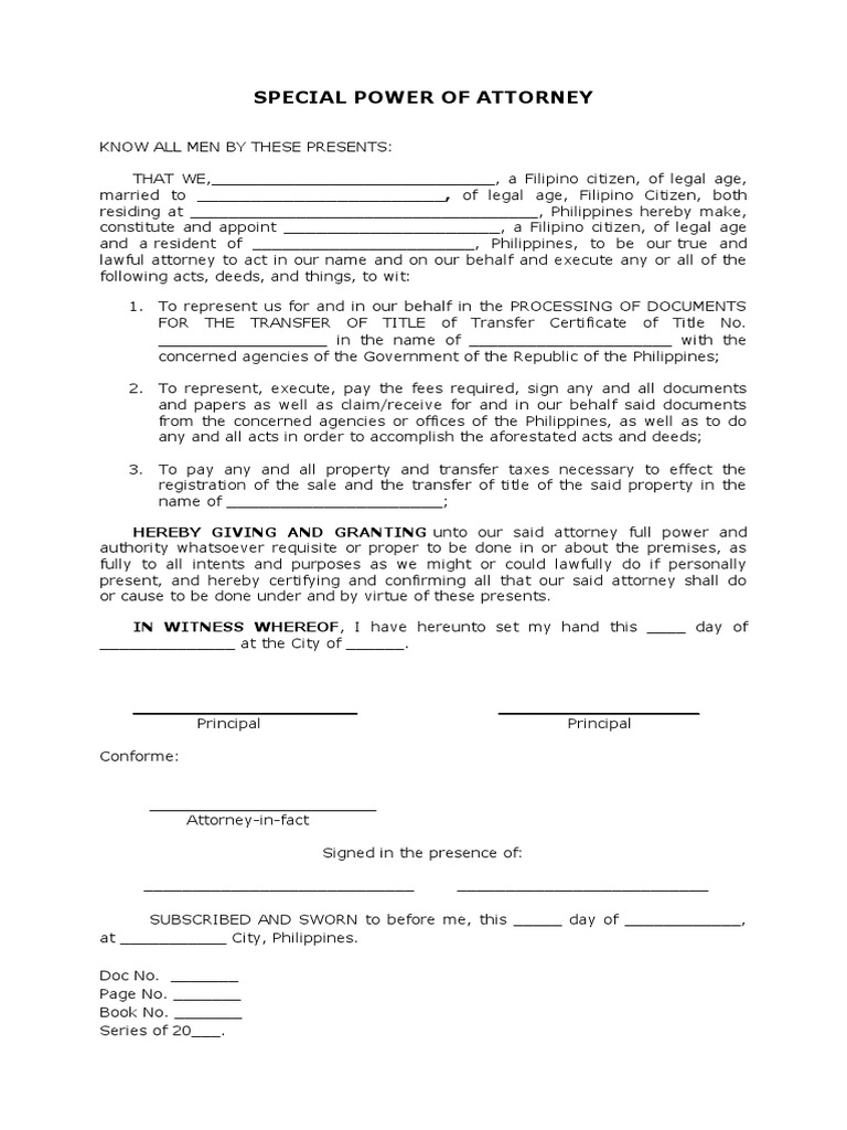 SPA To Process Transfer of TCT | PDF