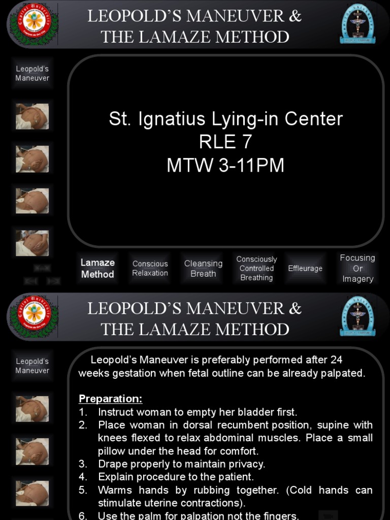 Leopold's Maneuver and Lamaze Method Guide | PDF | Breathing | Childbirth