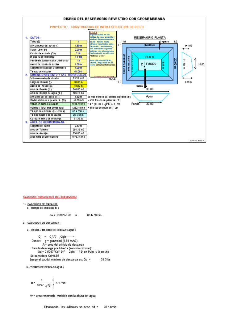 Diseño-De-Reservorio Con Geomembrana | PDF | Reservorio | Hidrografía