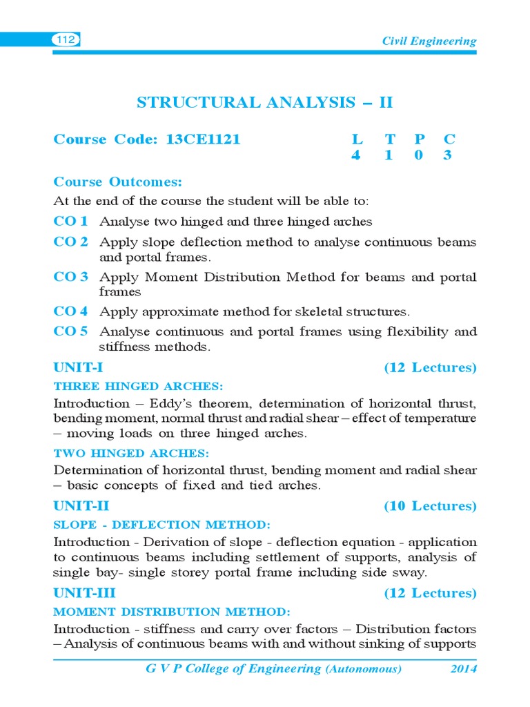 Structural Analysis II Course Guide | PDF | Beam (Structure) | Bending