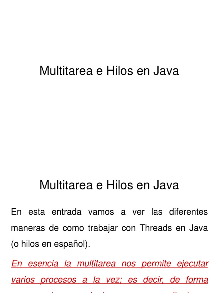 Multitareaehilosenjava 151211185030 | PDF | Java (lenguaje de programación) | Hilo (Computación)