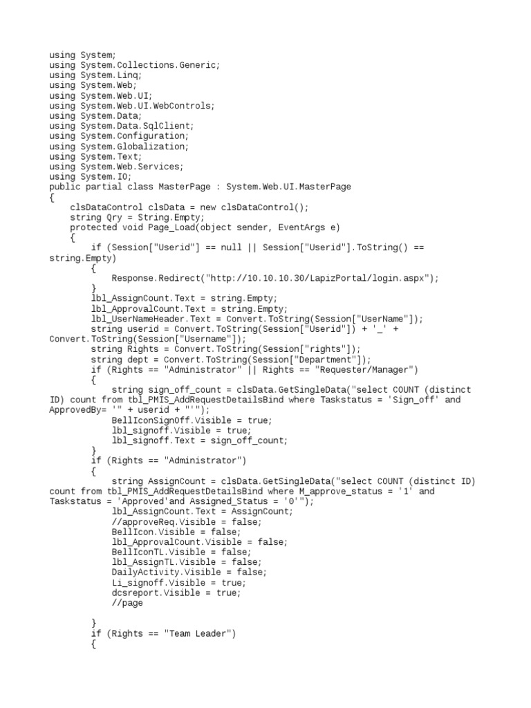 MasterPage Cs | PDF | World Wide Web | Internet & Web