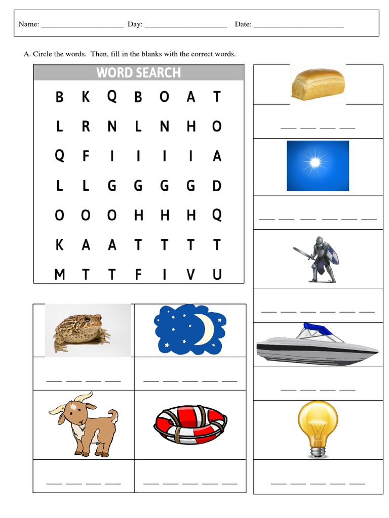 Word Fill and Circle Activity | PDF