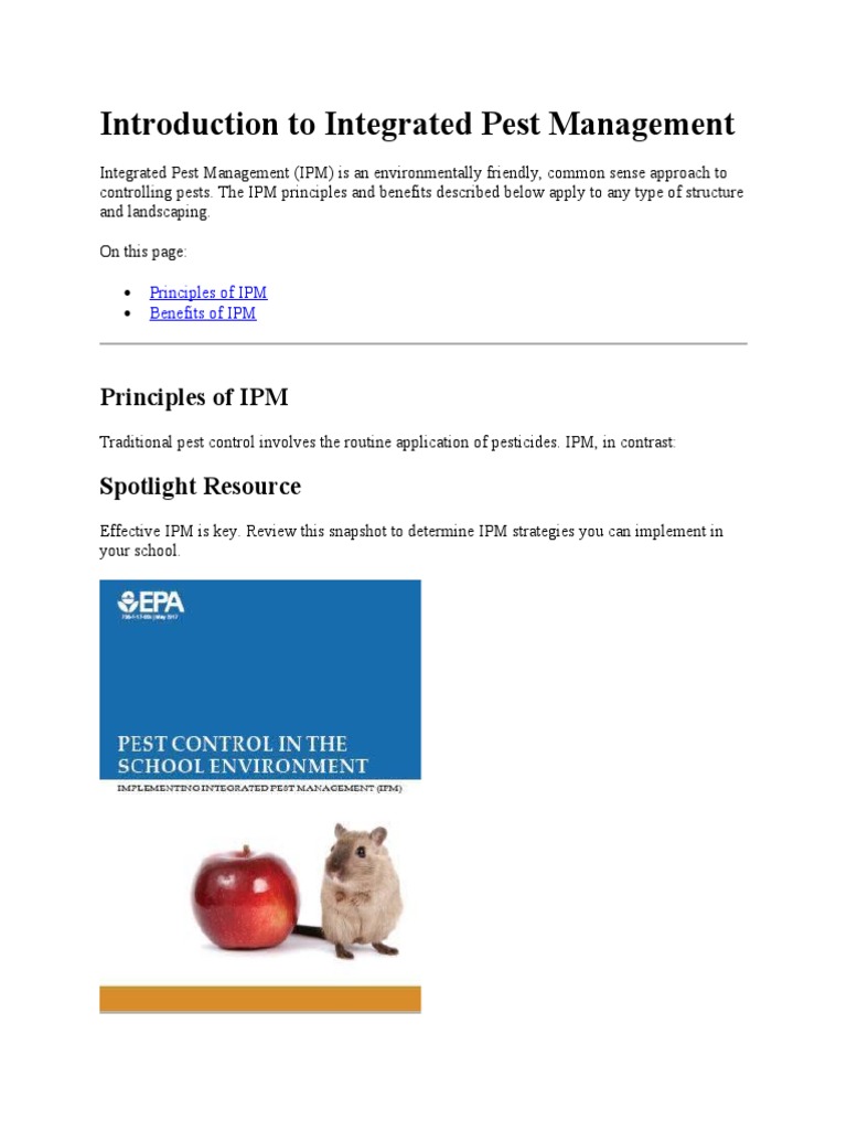 Introduction To Integrated Pest Management | PDF | Pest Control | Pesticide