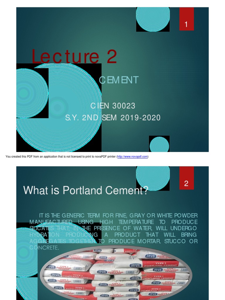 Lecture-No 2 | PDF | Concrete | Cement