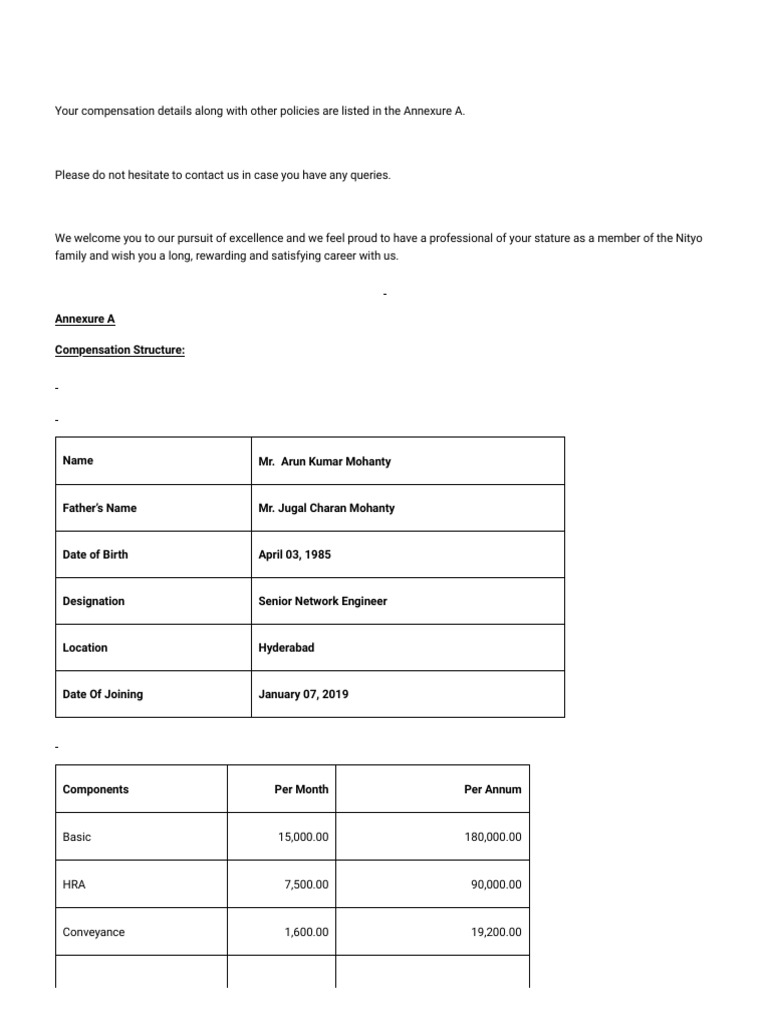 Gmail - Offer Letter - Nityo Infotech Services PVT LTD | PDF ...