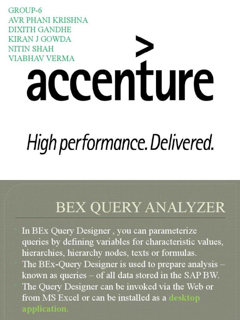 Bex Query Analyzer Group 6 Avr Phani Krishna Dixith Gandhe Kiran J Gowda Nitin Shah Viabhav 