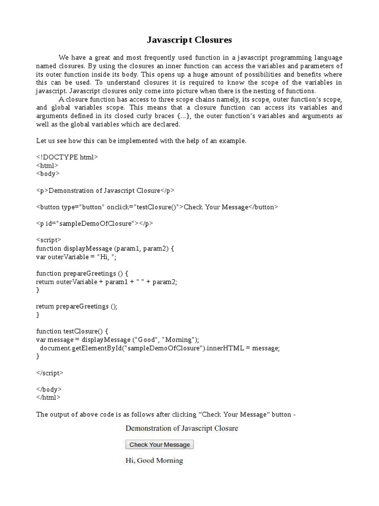 Javascript Closures | PDF | Scope (Computer Science) | Subroutine