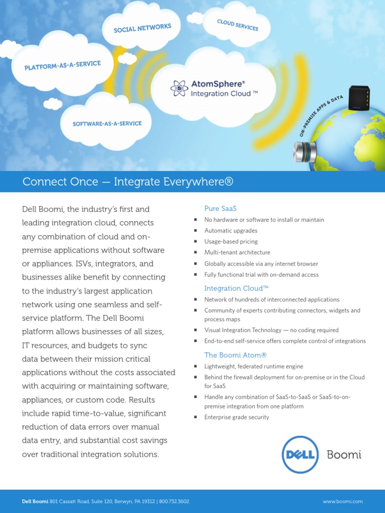 Dell Boomi Atomsphere Overview Datasheet 24258 | PDF | Software As A Service | Cloud Computing
