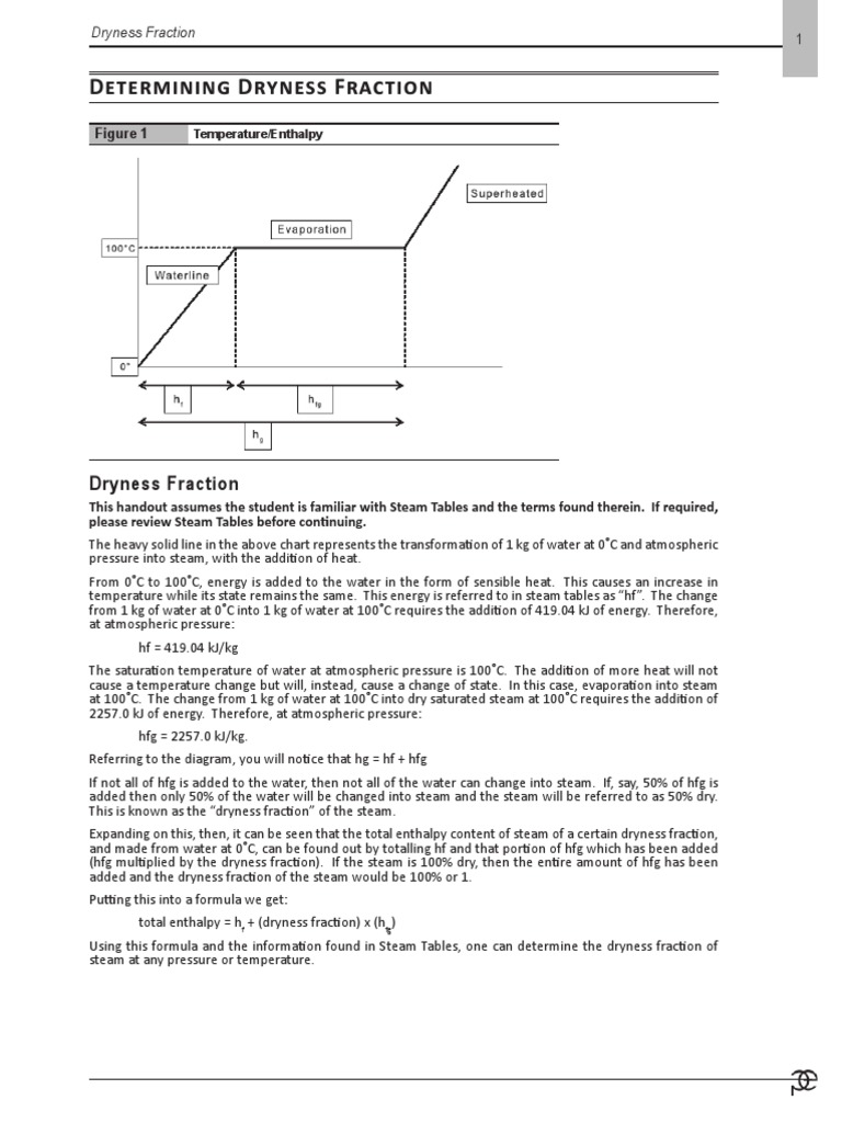 Dryness Fraction PDF | PDF | Enthalpy | Steam
