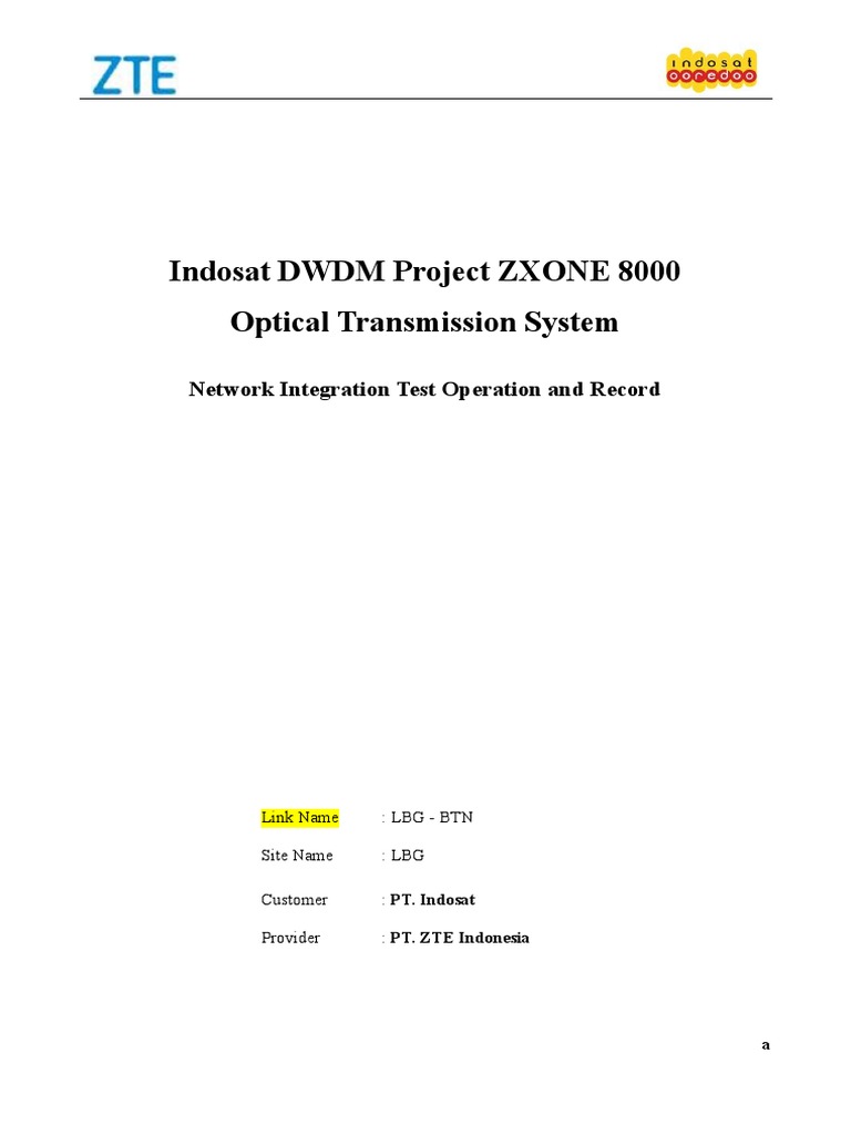 ATP Document Indosat DWDM LBG-BTN Link Test | PDF | Wavelength Division ...