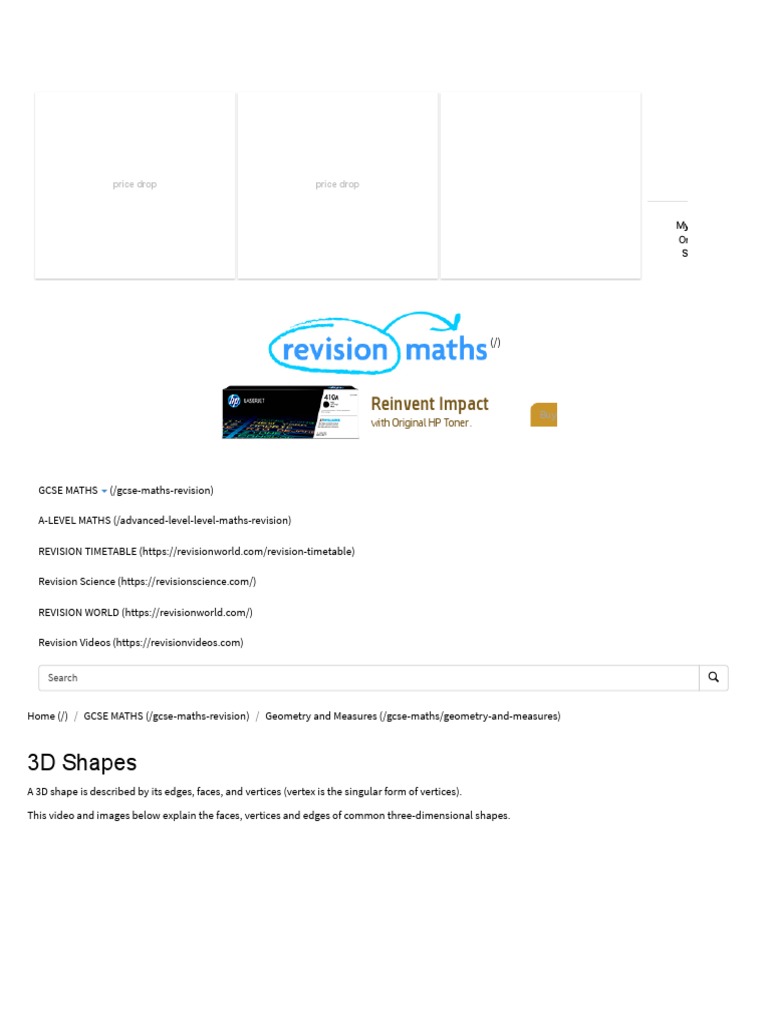 3D Shapes - Maths GCSE Revision | PDF | Shape | Elementary Mathematics