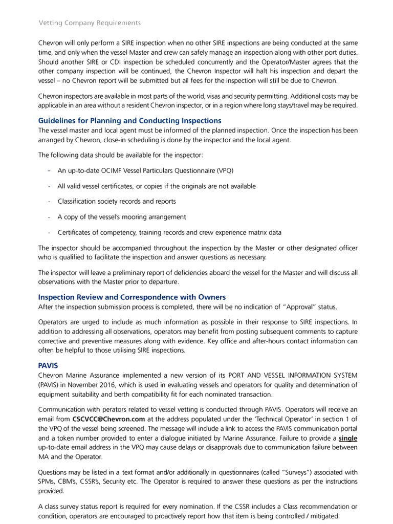 Vessel Vetting and Inspection Guide | PDF | Ships | Liquefied Natural Gas