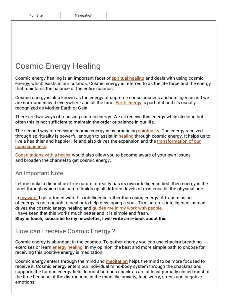Cosmic Energy Healing | PDF | Faith Healing | Meditation