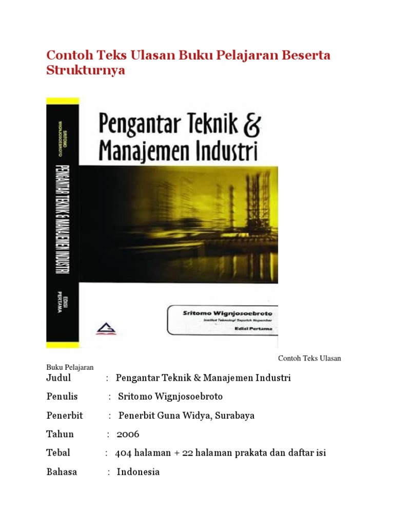 Contoh Teks Ulasan Buku Pelajaran Beserta Strukturnya | PDF