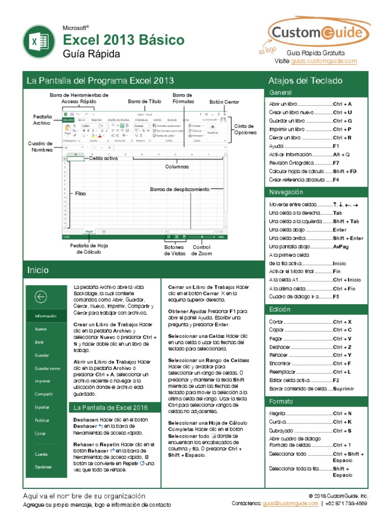 Excel 2013 Basico Guia Rapida Eval | PDF | Hoja de cálculo | Microsoft Excel