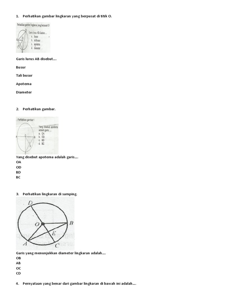 Soal Unsur Unsur Lingkaran | PDF