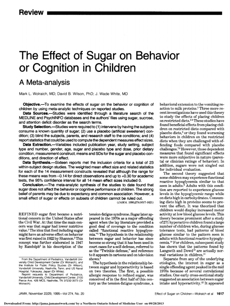 Effect Sugar On Children | PDF | Effect Size | Mean