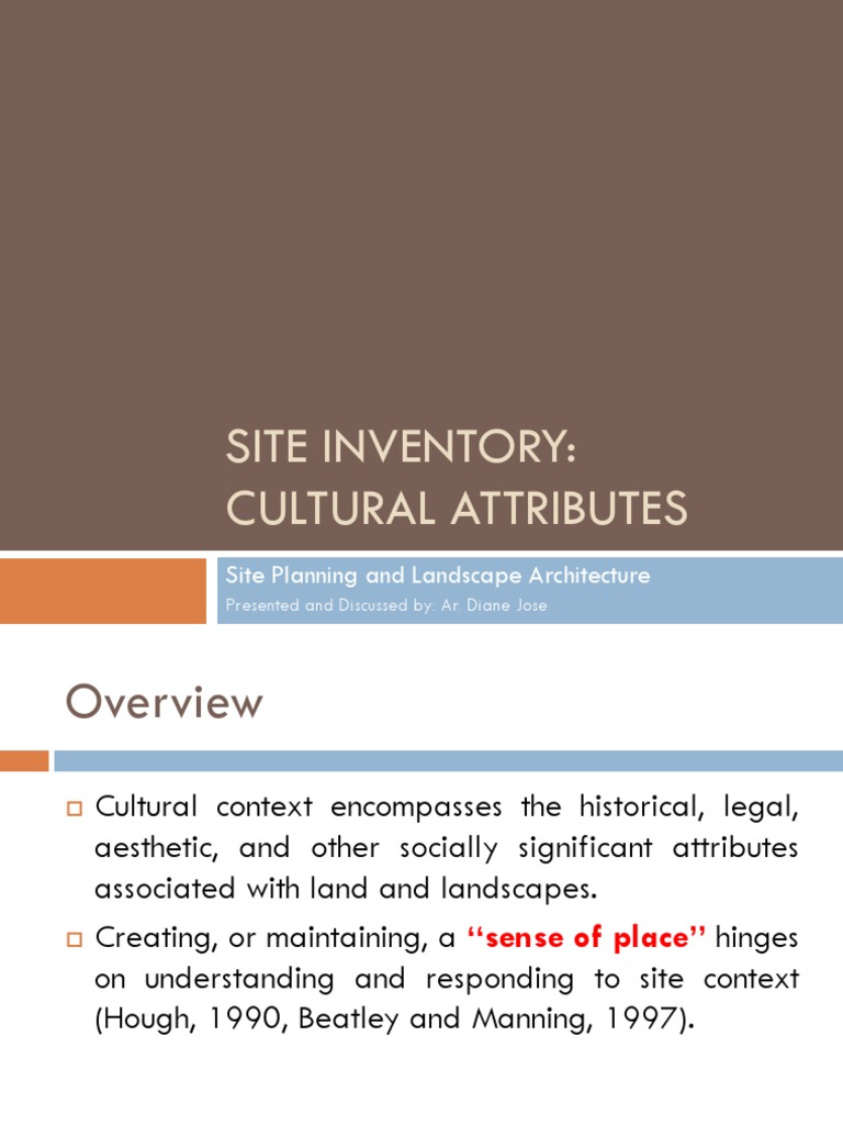 5 SITE INVENTORY Cultural Attributes | PDF | Perception | Olfaction