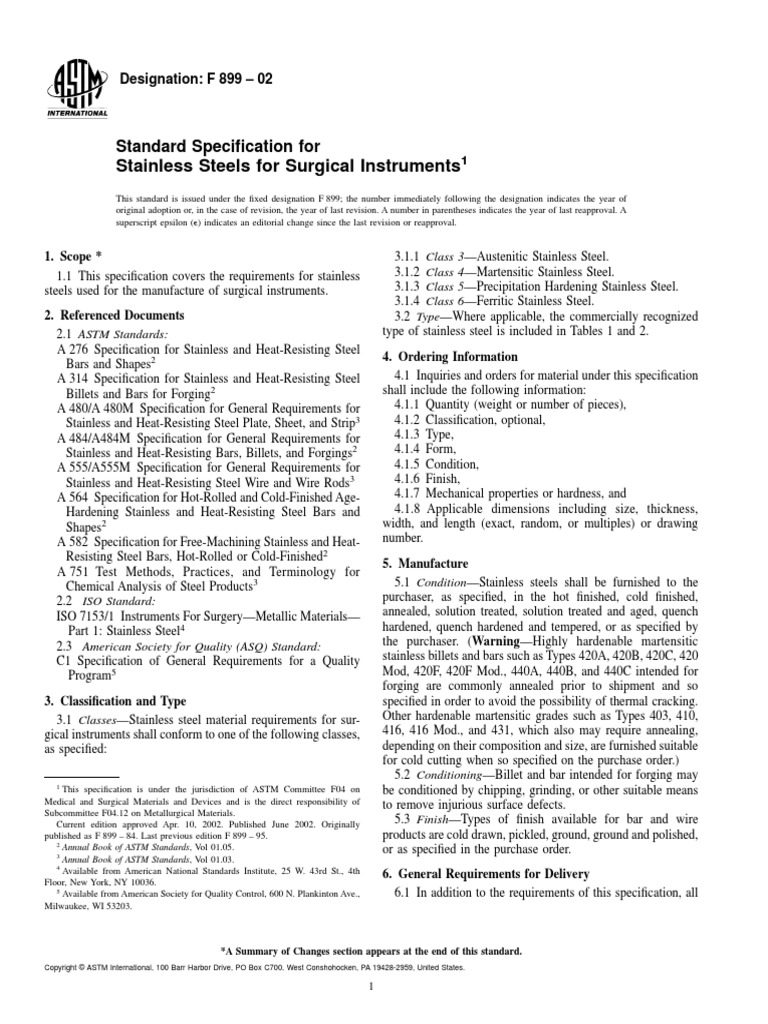 Astm f899 PDF | PDF | Stainless Steel | Heat Treating