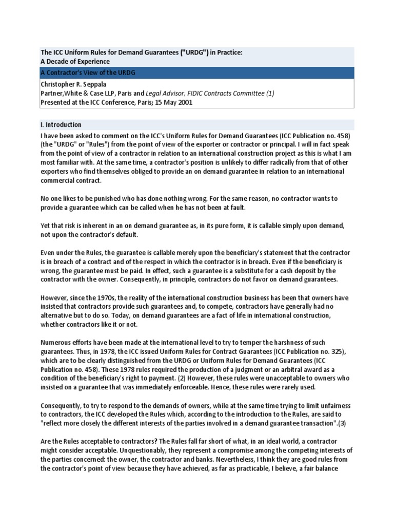3 The ICC Uniform Rules For Demand Guarantees | Download Free PDF ...