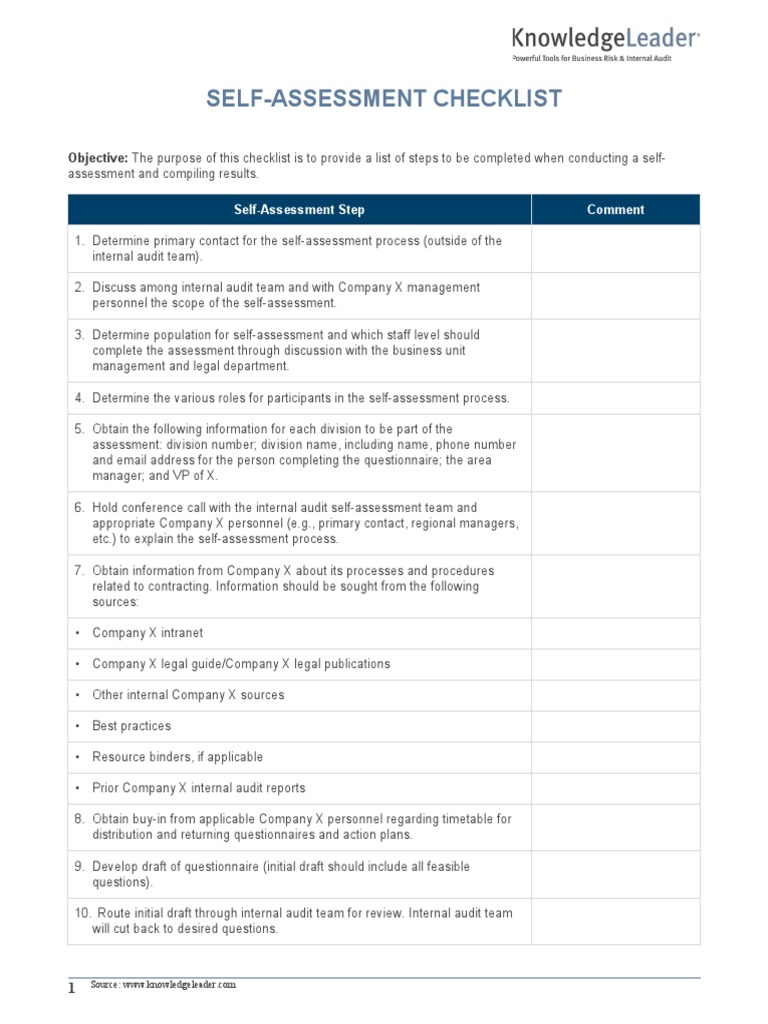 A Comprehensive Guide to Conducting an Effective Self-Assessment and ...