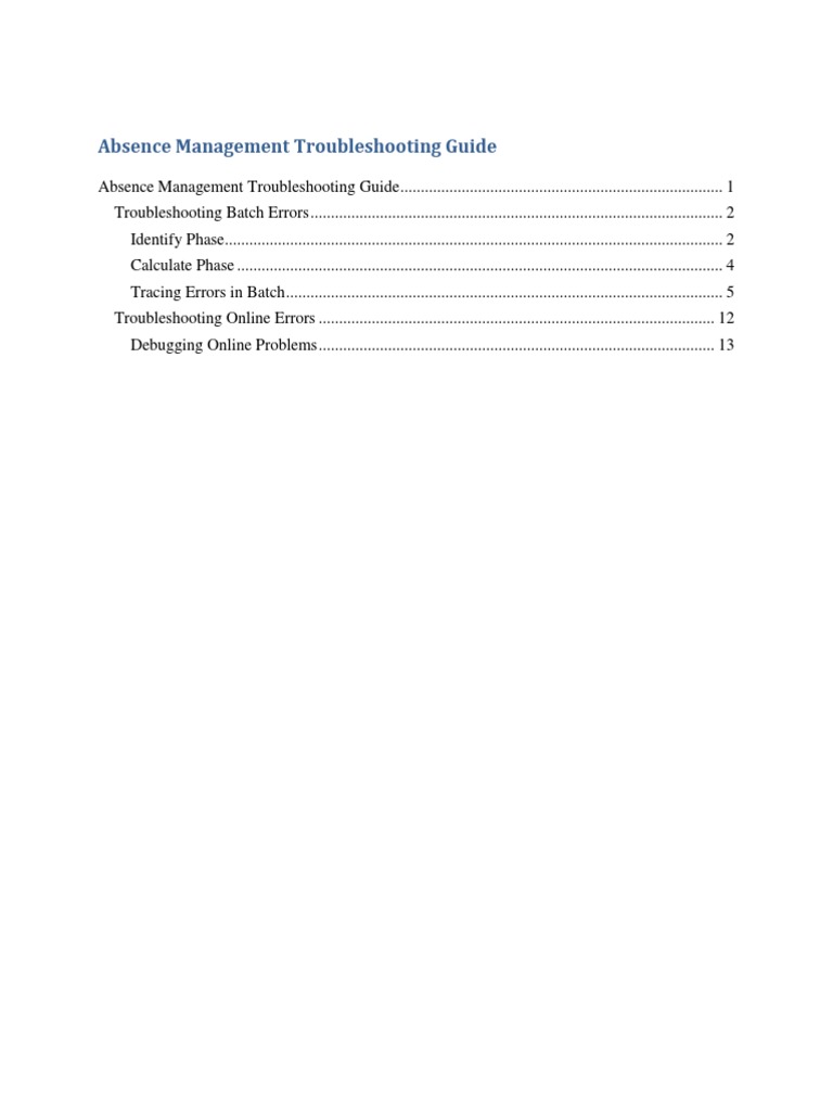 PeopleSoft Absence Management Errors Guide | PDF | Troubleshooting ...
