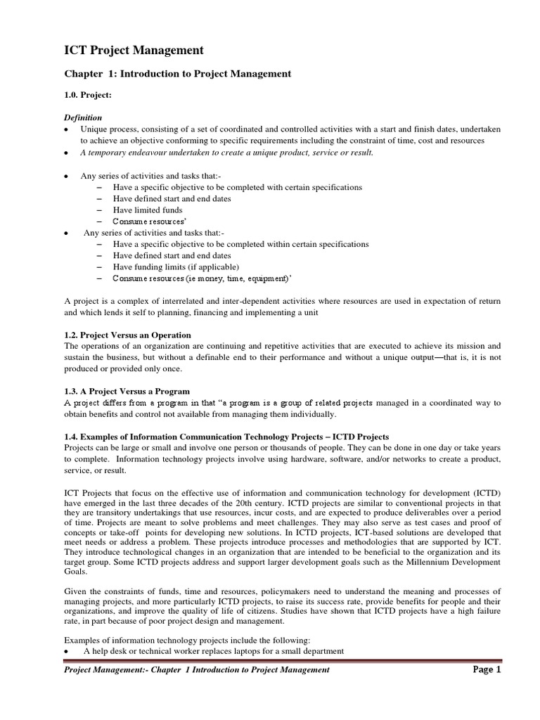 Chapter 1 - Introduction To Project Management | PDF | Project ...