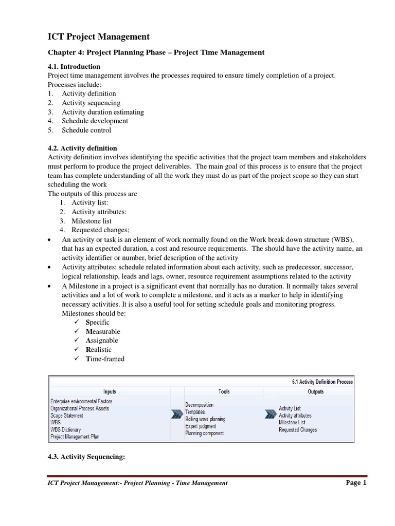 Chapter 4 - Project Planning Phase - Time Management | PDF | Project ...